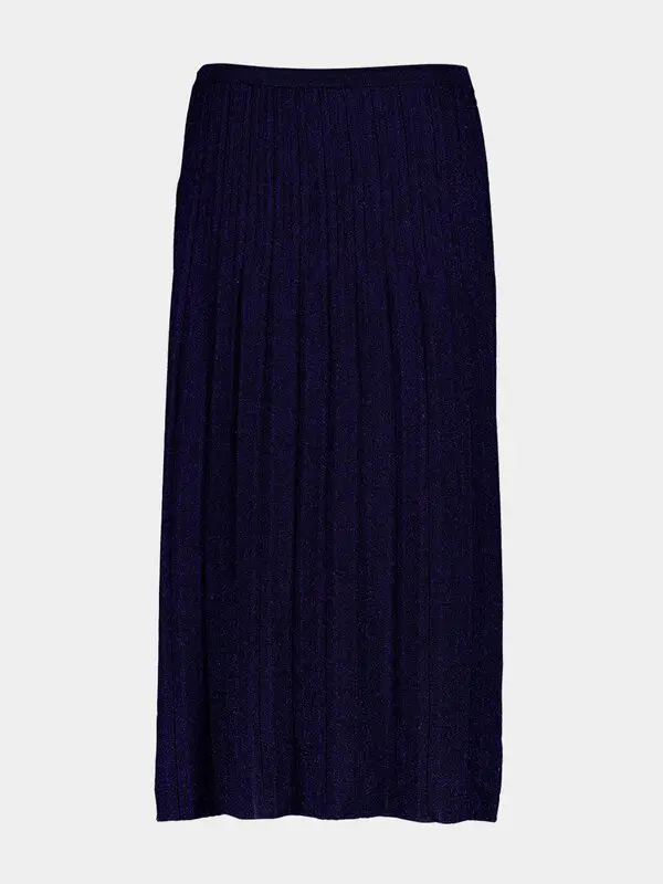 Zimmermann Pleated Lurex Ribbed Midi Skirt - Blue
