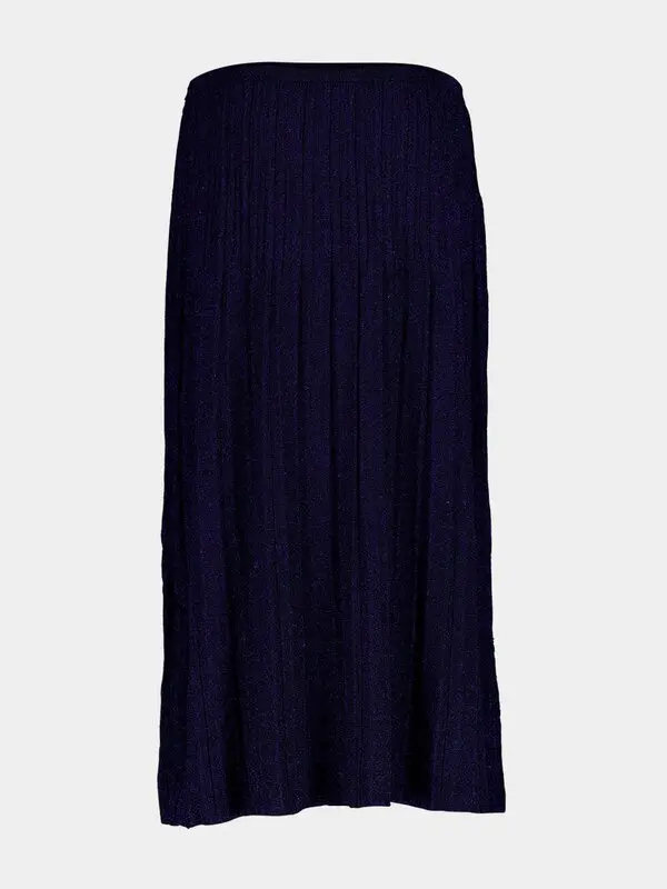 Zimmermann Pleated Lurex Ribbed Midi Skirt - Blue