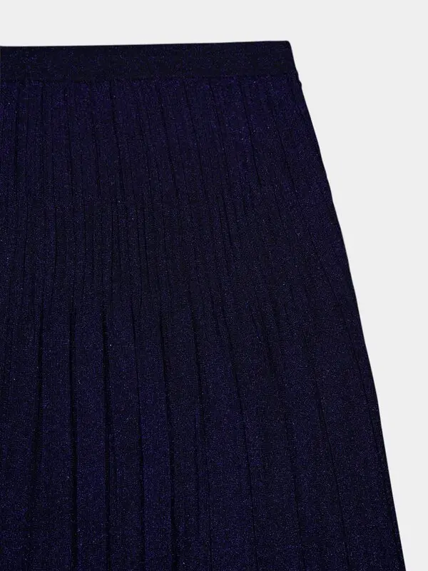 Zimmermann Pleated Lurex Ribbed Midi Skirt - Blue