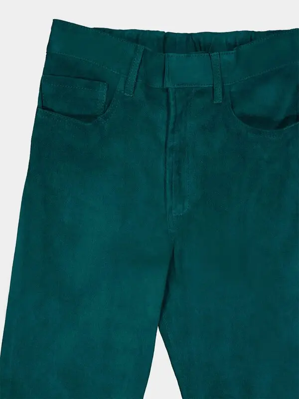 PAULA Flared Suede Trousers - Blue