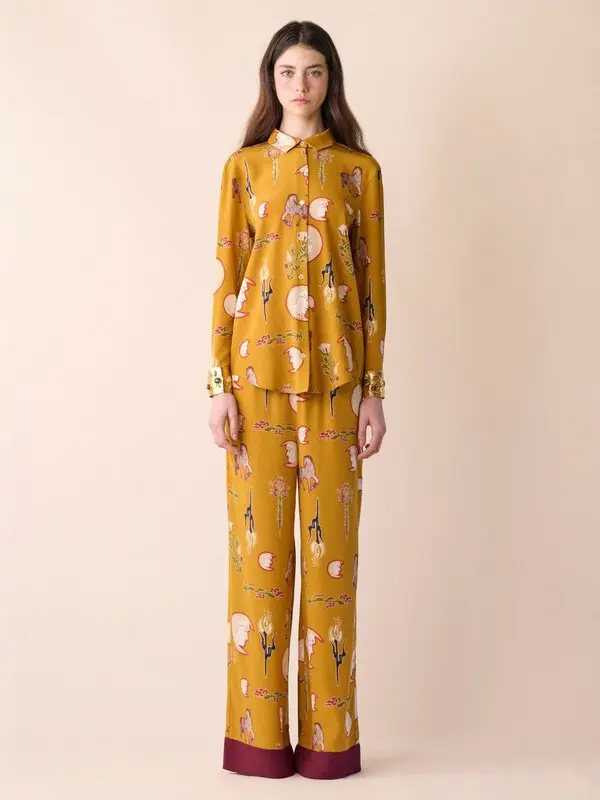 PAULA Taurus Printed Silk Crepe Pajama Pants - Multicolour