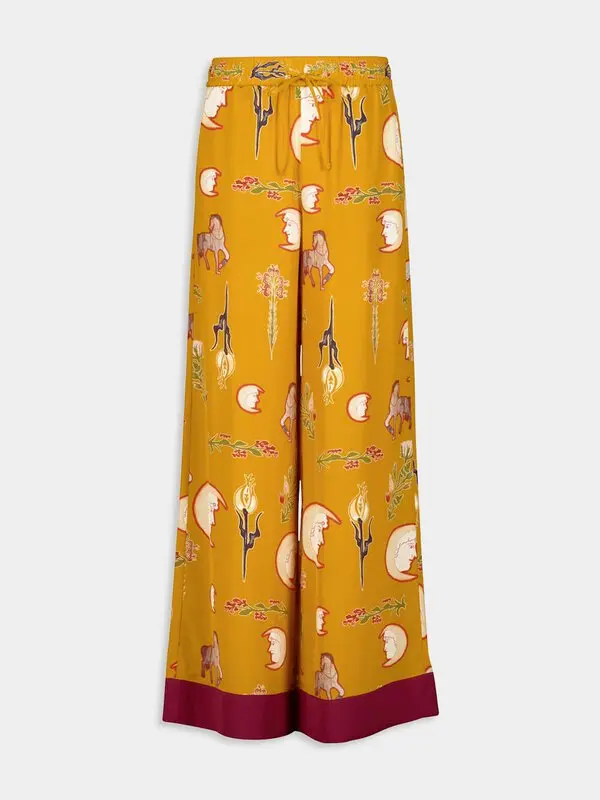 PAULA Taurus Printed Silk Crepe Pajama Pants