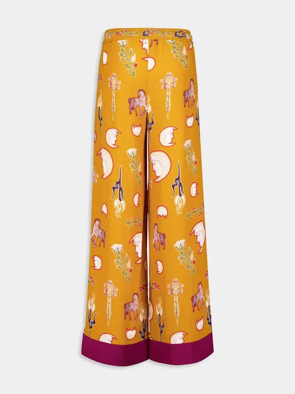 PAULA Taurus Printed Silk Crepe Pajama Pants