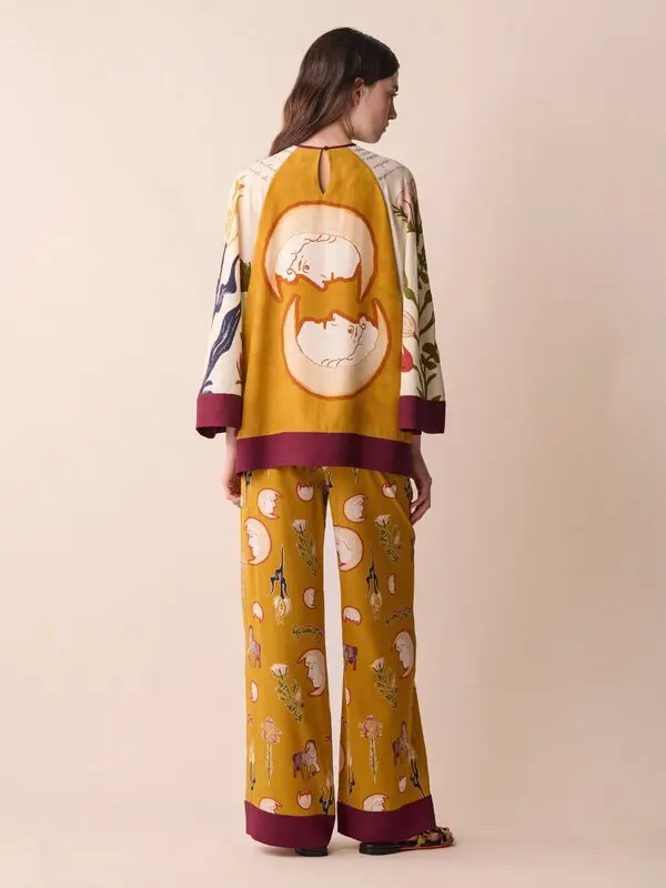 PAULA Taurus Printed Silk Crepe Pajama Pants