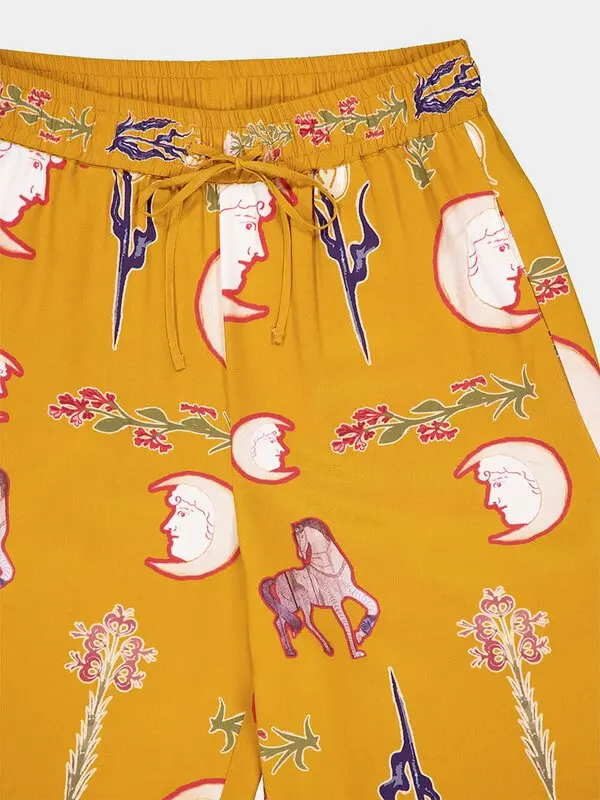 PAULA Taurus Printed Silk Crepe Pajama Pants