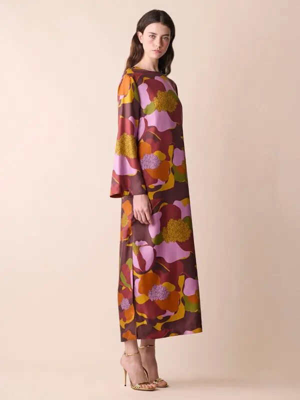 PAULA Shirley Printed Silk Twill A-line Dress