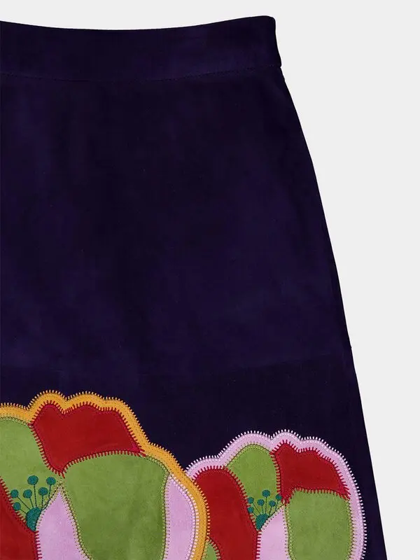 PAULA Corvus Embroidered Suede Skirt