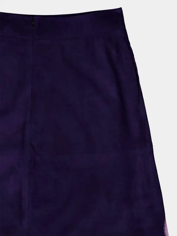 PAULA Corvus Embroidered Suede Skirt