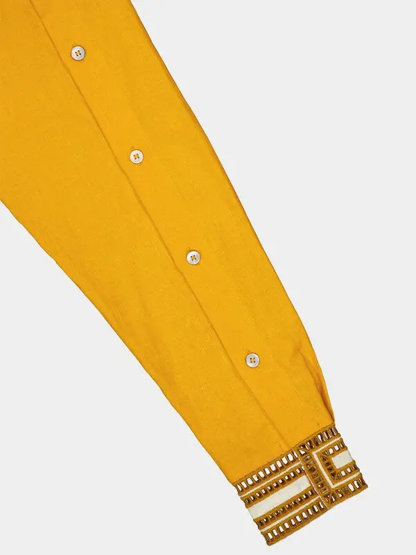 PAULA Andromeda English Embroidered Linen Shirt - Yellow