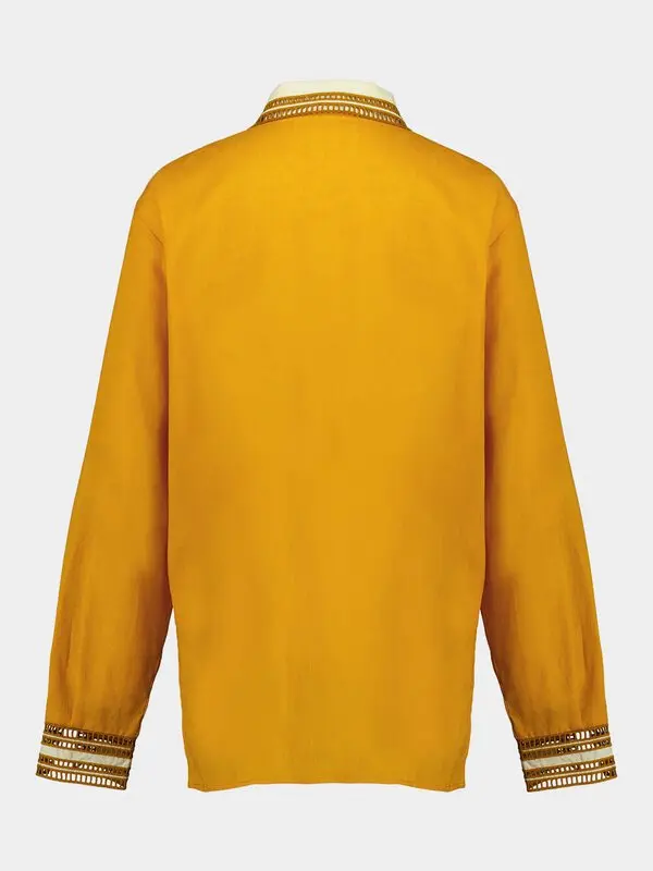 PAULA Andromeda English Embroidered Linen Shirt - Yellow