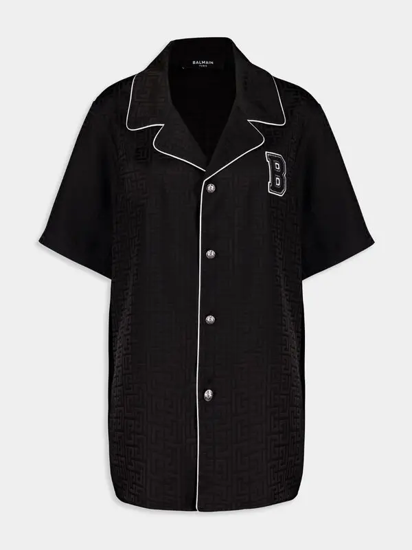 Balmain Varsity Jacquard Pyjama Shirt - Black