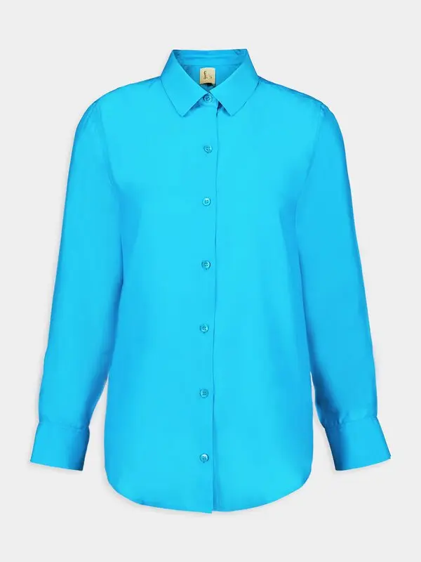 PAULA Ametista Silk Satin Matte Shirt - Blue