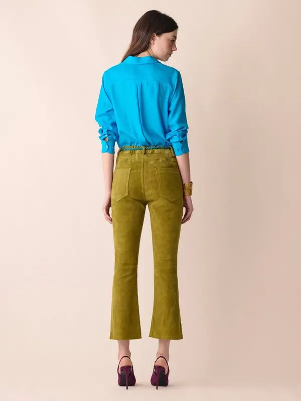 PAULA Ametista Silk Satin Matte Shirt - Blue