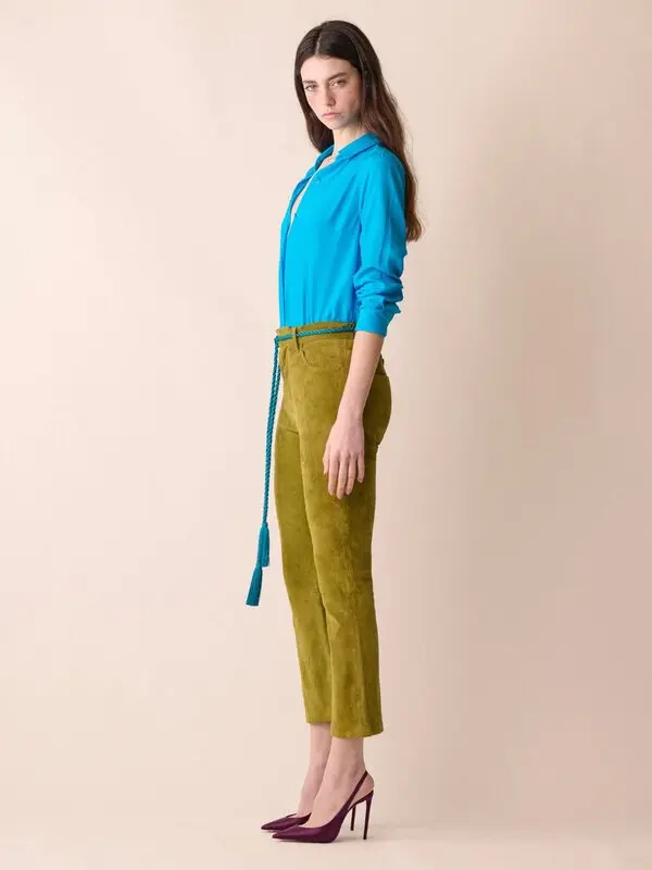 PAULA Ametista Silk Satin Matte Shirt - Blue