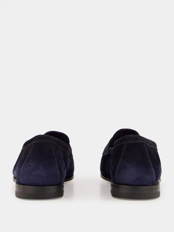 Santoni Suede Penny Loafers - Blue