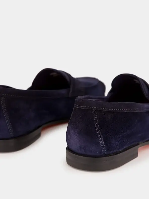 Santoni Suede Penny Loafers - Blue