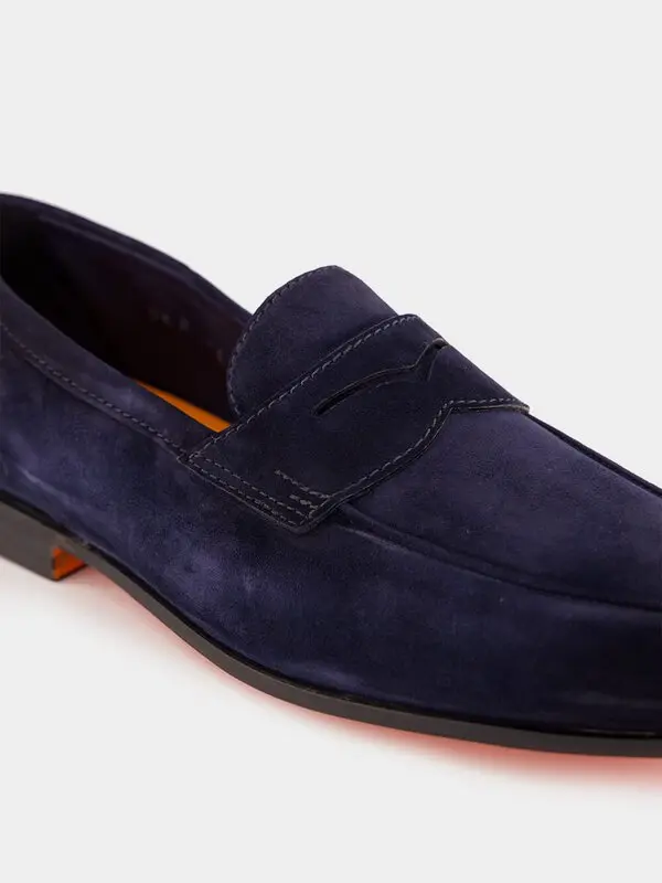 Santoni Suede Penny Loafers - Blue