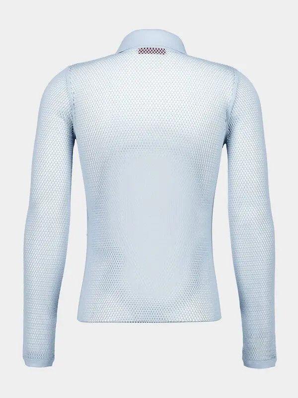 Gucci Light Embossed Technical Mesh Polo - Blue