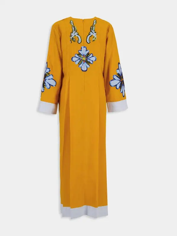 PAULA Crystal Linen Embroidered Maxi Dress - Multicolour