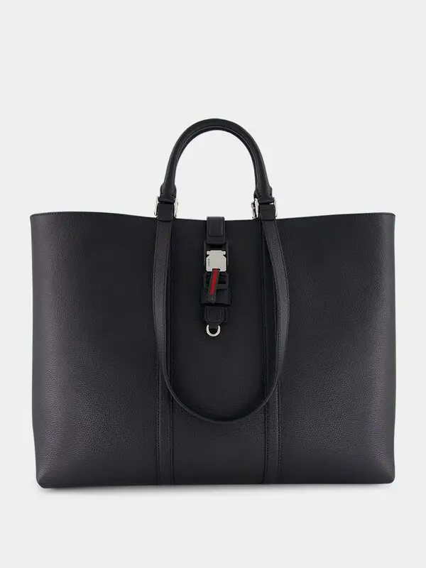 Gucci Large Tote Bag With Web - Black
