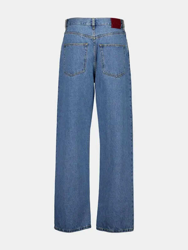 Gucci Baggy Fit Bleach Denim Jeans - Blue