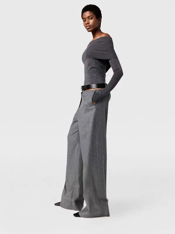 Stella McCartney Melange Flannel Straight-leg Trousers