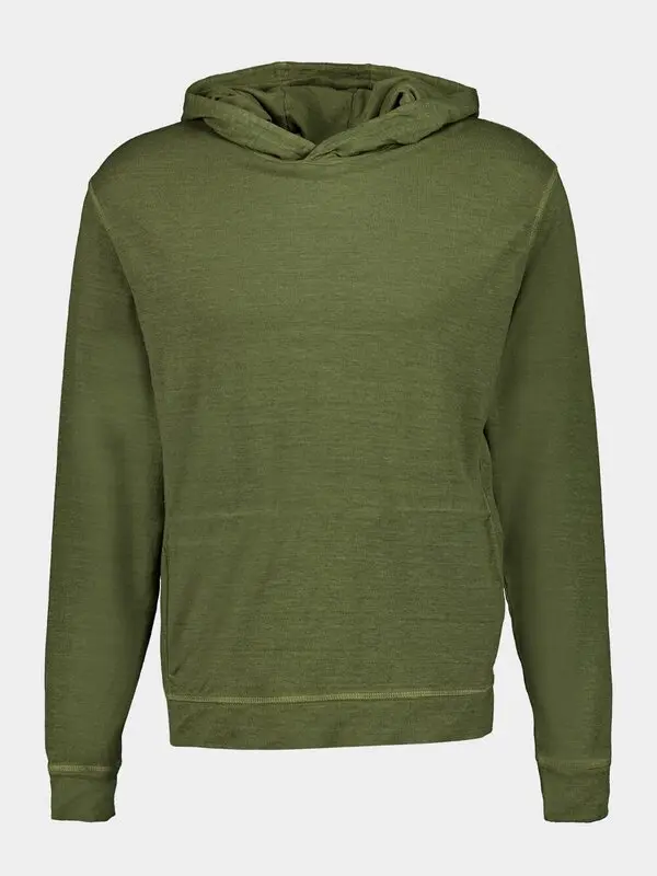 120% Lino Caffe Soft Fade Long-sleeve Hooded Sweatshirt - Green