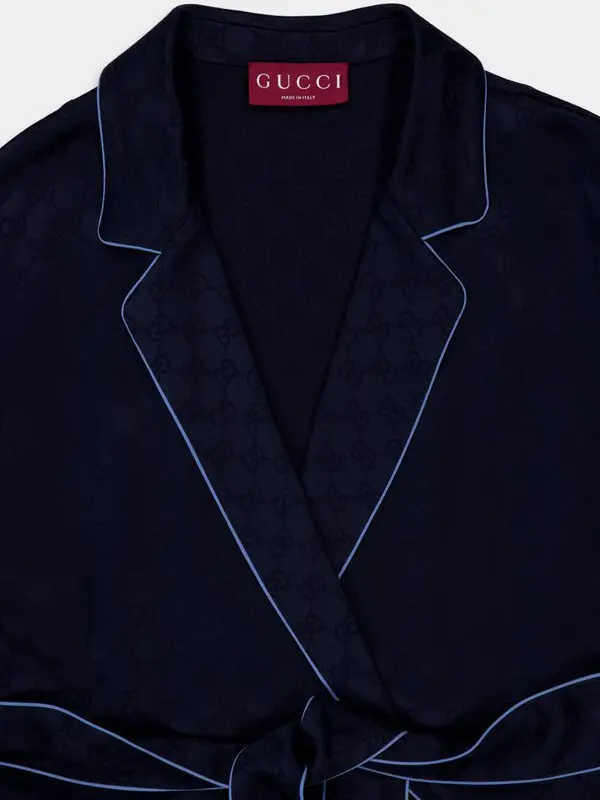 Gucci Gg Satin Shirt With Belt