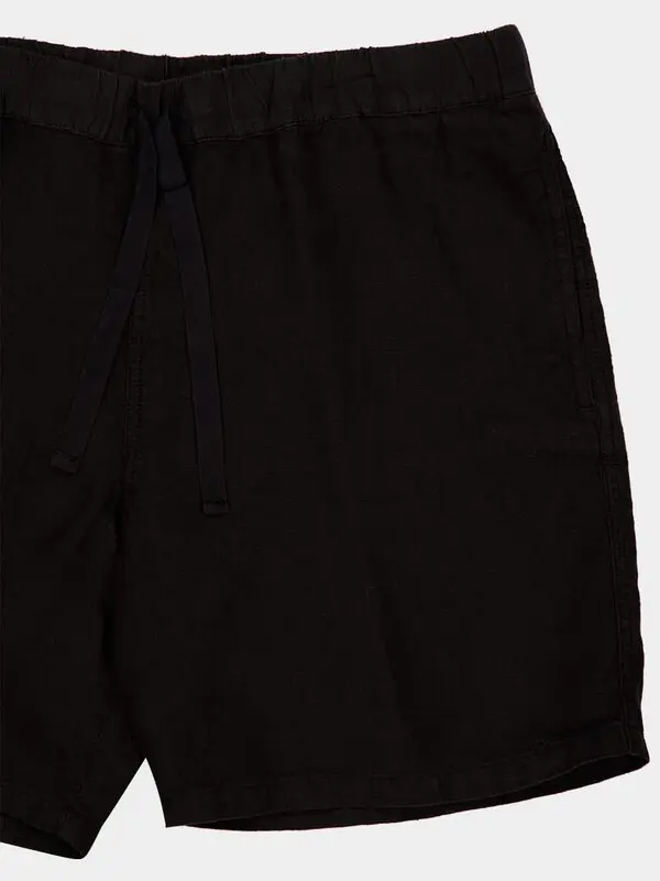 120% Lino Linen Bermuda Shorts - Black