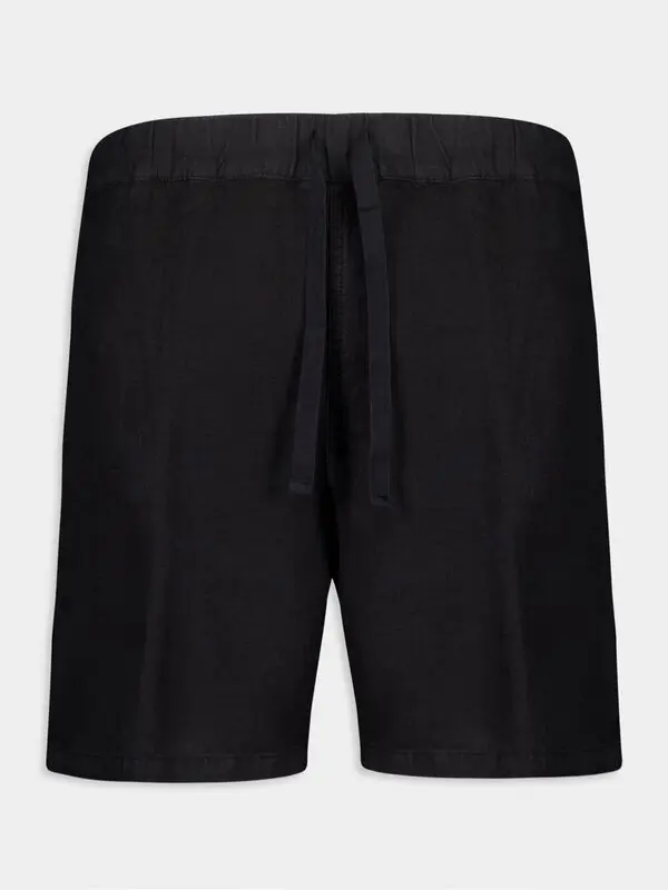 120% Lino Linen Bermuda Shorts - Black