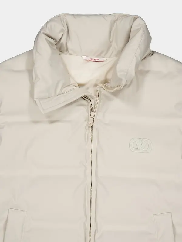 Valentino Garavani Vlogo Nylon Hooded Waistcoat - Cream