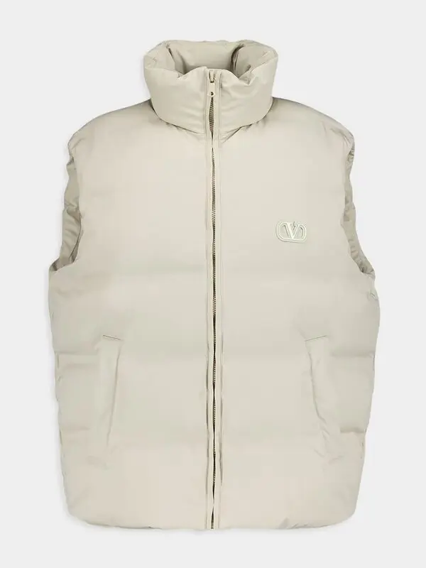 Valentino Garavani Vlogo Nylon Hooded Waistcoat - Cream