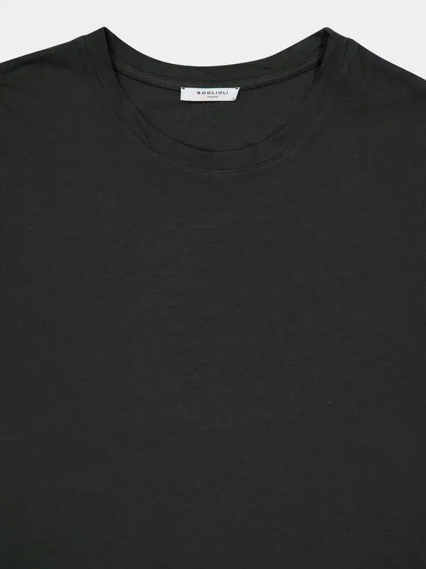 Boglioli Dark Cotton Linen Crew Neck T-shirt - Green