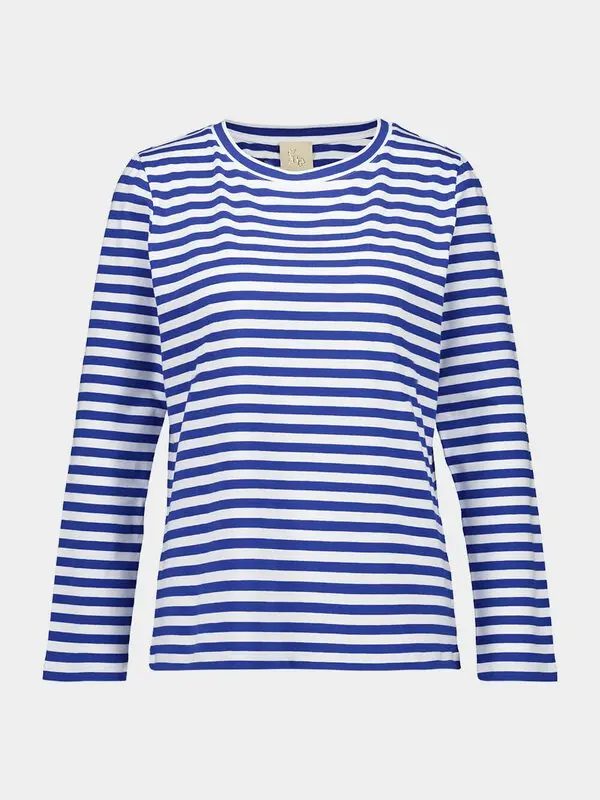 PAULA Striped Long-sleeve Top - Blue