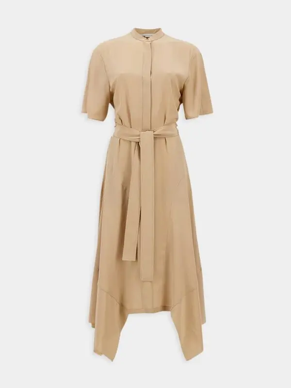 Stella McCartney Silk Crêpe De Chine Shirt Dress - Beige