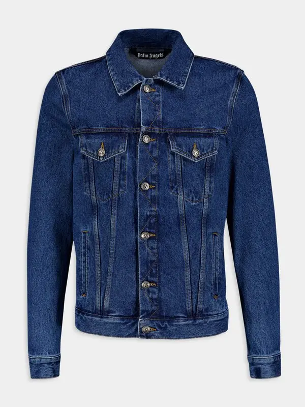 Palm Angels Embossed Monogram Denim Jacket - Blue