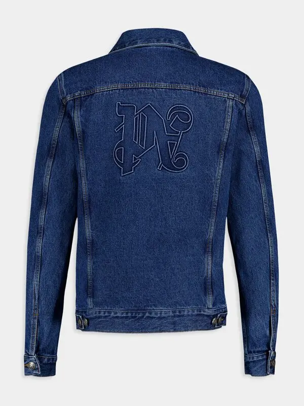 Palm Angels Embossed Monogram Denim Jacket - Blue