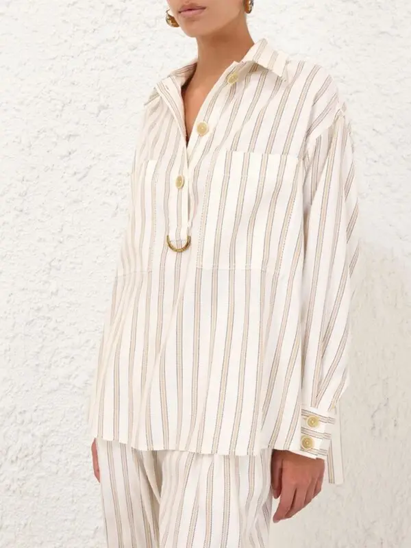 Zimmermann Illuminate Striped Shirt - Cream