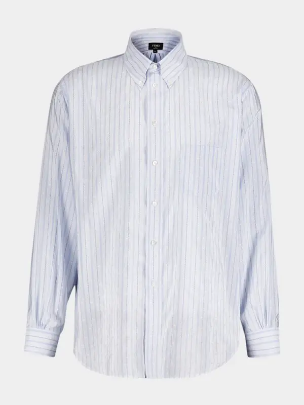 Fendi Striped Silk-cotton Shirt - Blue
