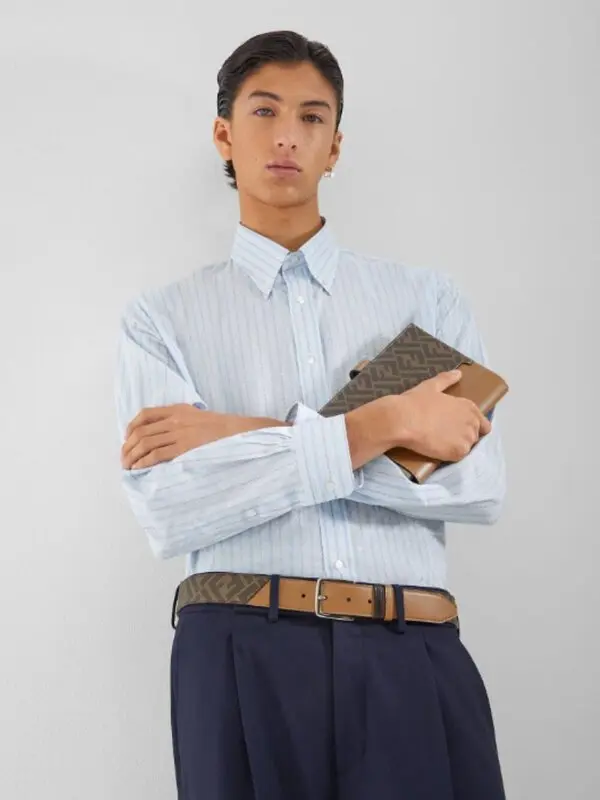 Fendi Striped Silk-cotton Shirt - Blue