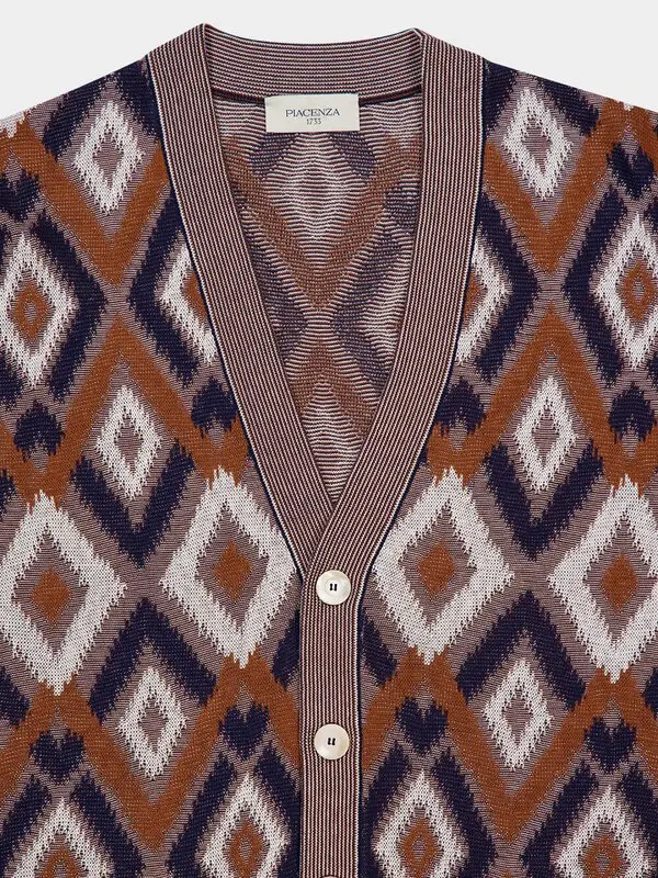 PIACENZA CASHMERE 1733 Geometric Knit Cardigan