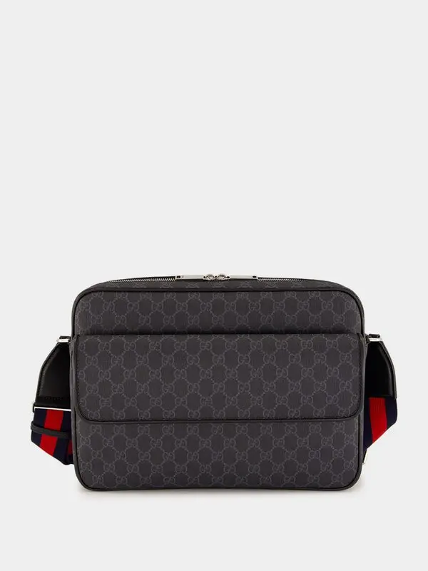 Gucci Gg Supreme Canvas Messenger Bag - Black