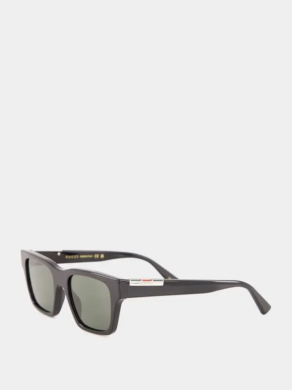Gucci Acetate Rectangular Sunglasses - Black