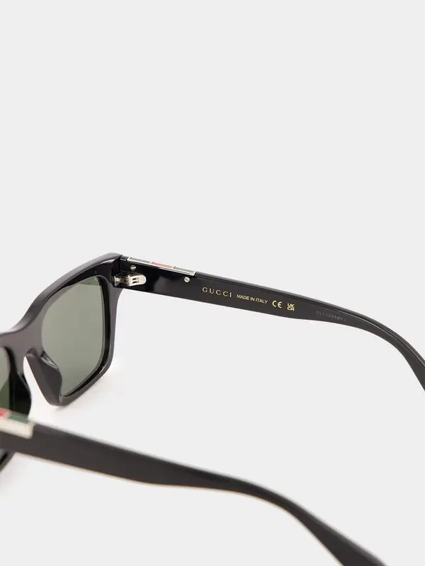 Gucci Acetate Rectangular Sunglasses - Black