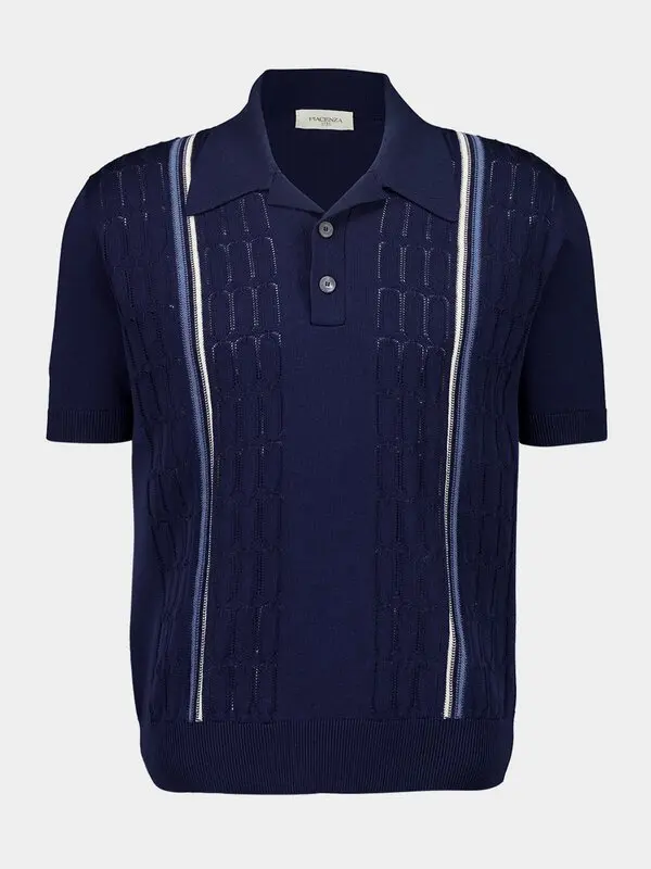 PIACENZA CASHMERE 1733 Dark Navy Cotton Polo Shirt - Blue