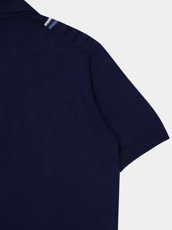 PIACENZA CASHMERE 1733 Dark Navy Cotton Polo Shirt