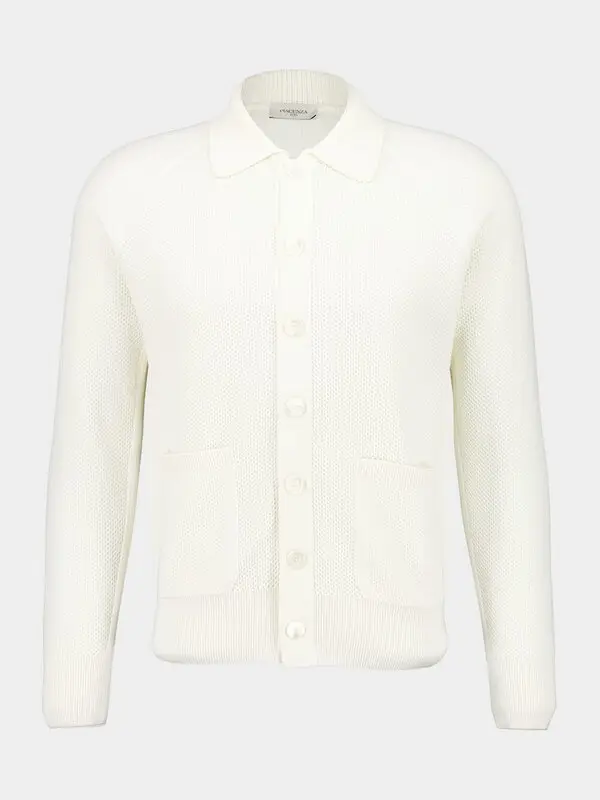 PIACENZA CASHMERE 1733 Textured Cotton Cardigan - White