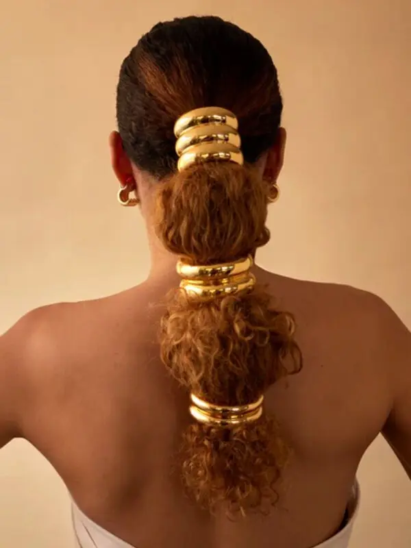 LELET NY Plated Glossy Double Arch Hair Tie - Gold