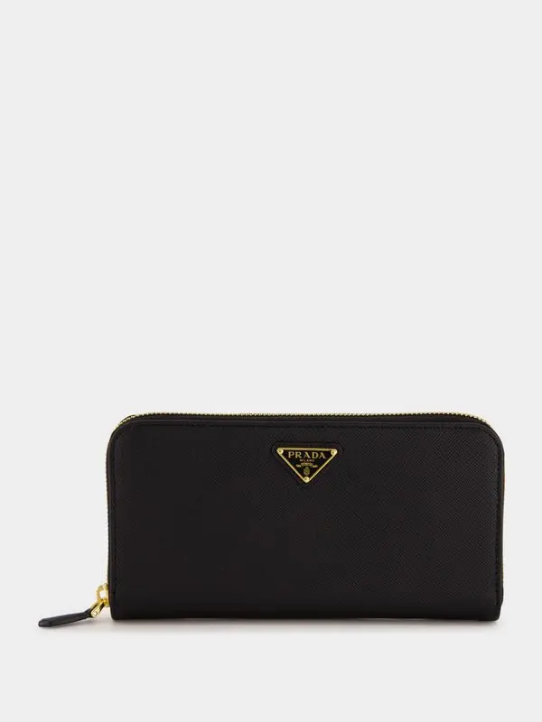 Prada Large Saffiano Leather Wallet - Black