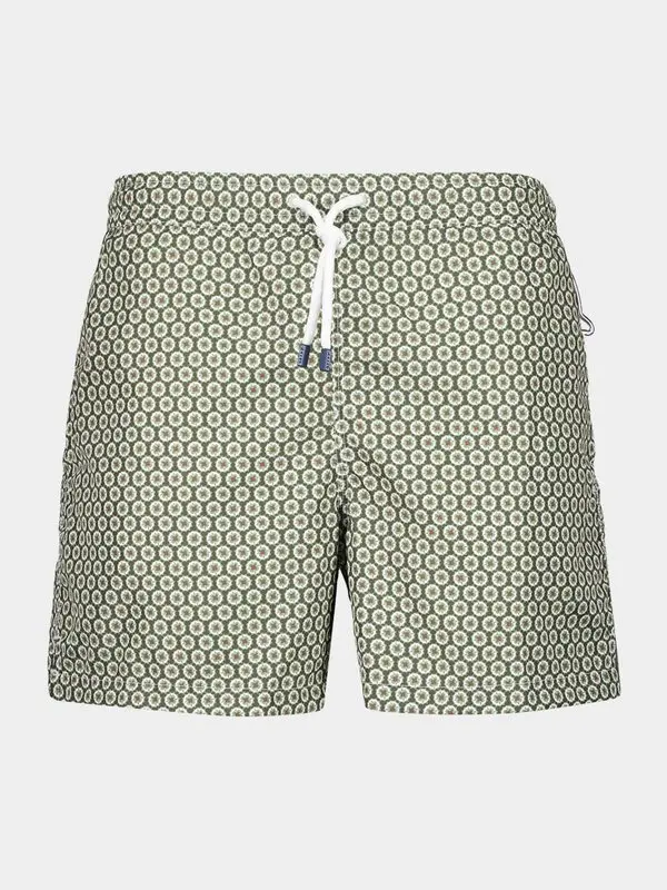 Fedeli Printed Madeira Swim Shorts - Green